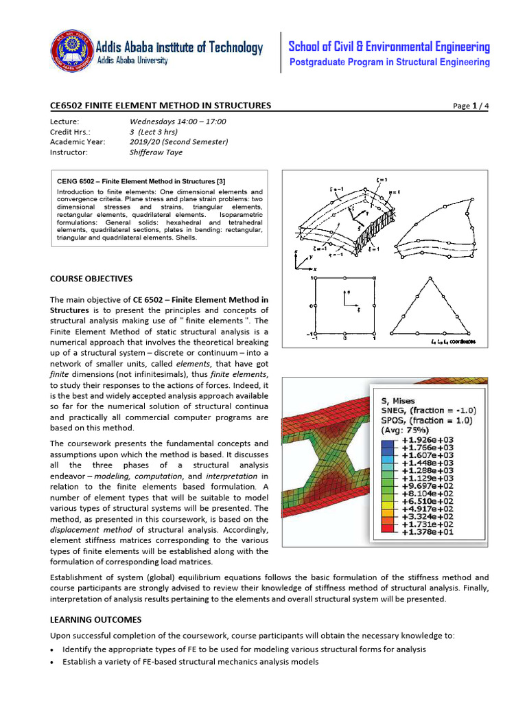 Finite Element Method in Structures | PDF | Structural Analysis ...