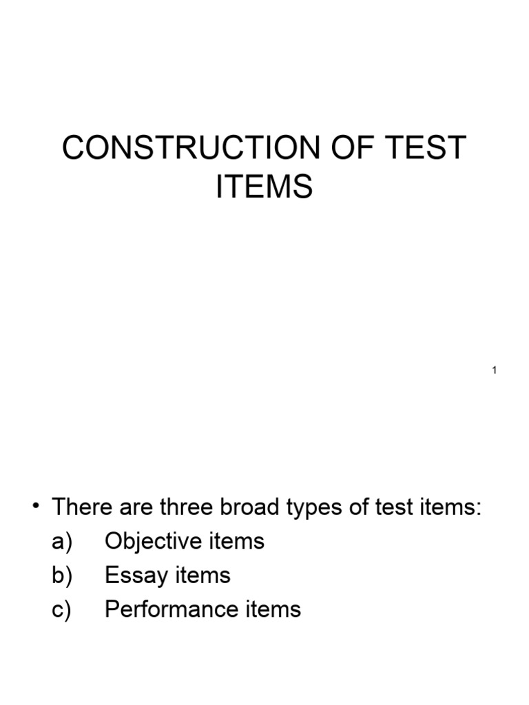 Types and Construction of Test Items | PDF | Learning | Multiple Choice