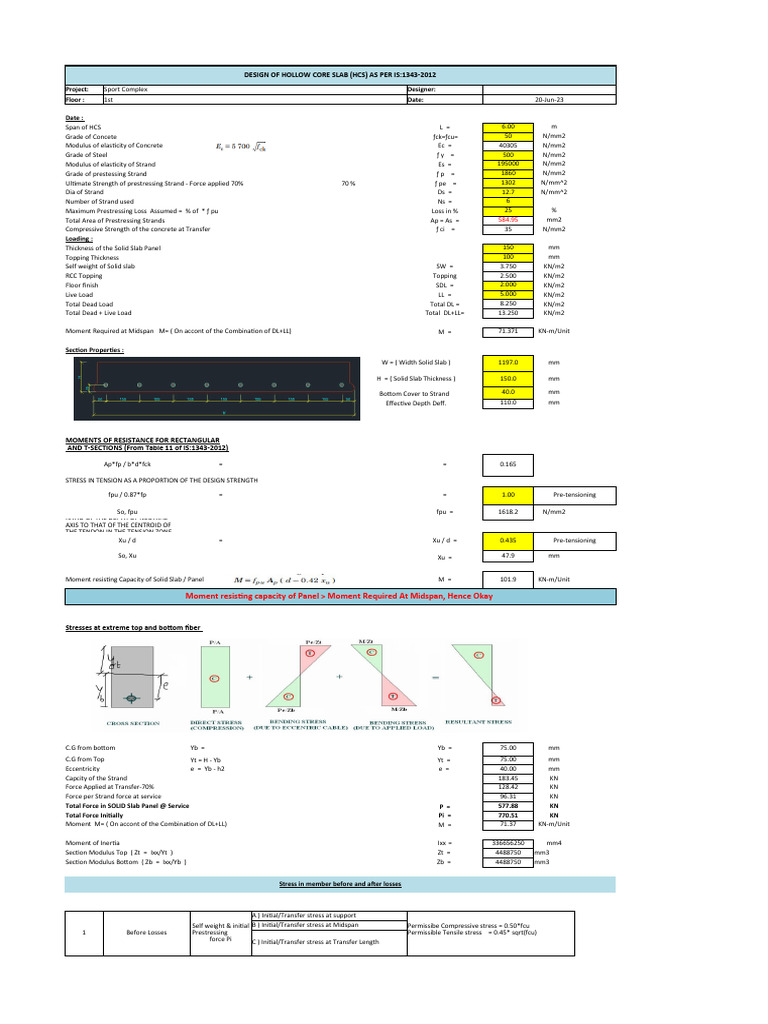 Solid Slab Design As Per Is-1343-2012 | PDF | Bending | Stress (Mechanics)