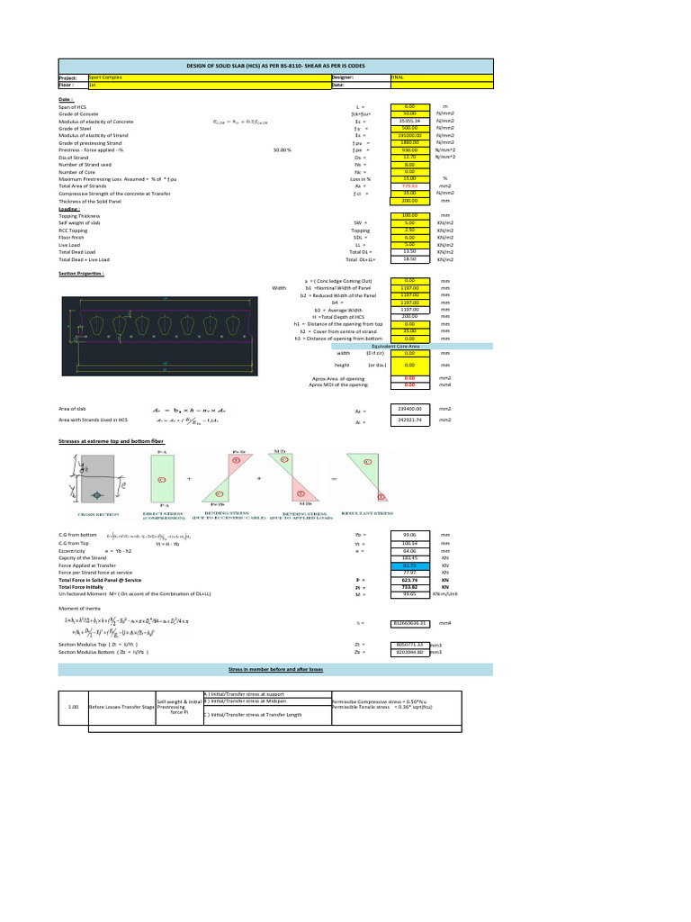 Solid Slab Design as per BS-8110 | PDF | Bending | Stress (Mechanics)