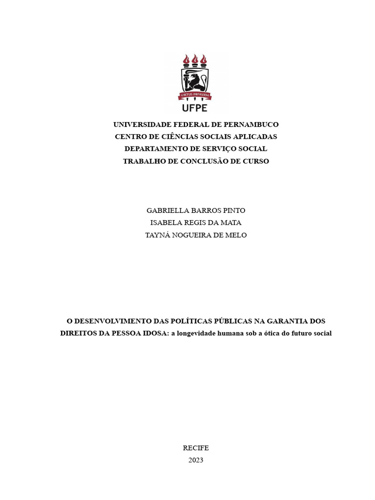 TCC Modelo | PDF | Envelhecimento | Sociologia