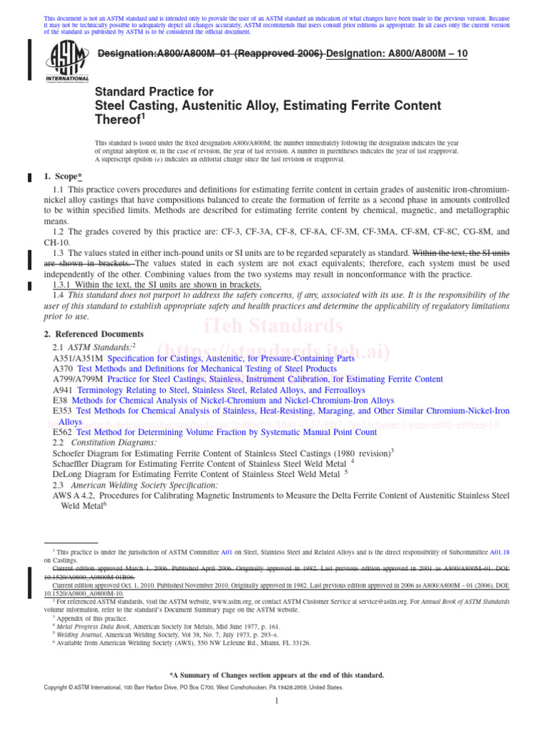 ASTM-A800-A800M-10 | PDF | Stainless Steel | Construction