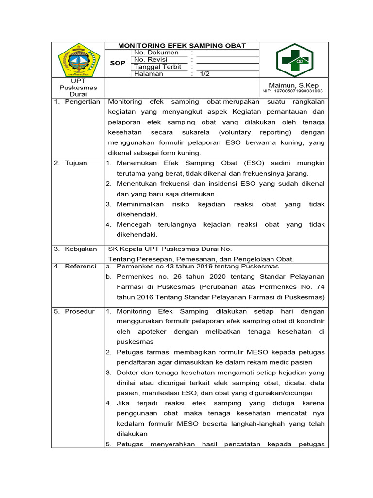 Fix - Sop Meso - Upt Puskesmas Durai | PDF