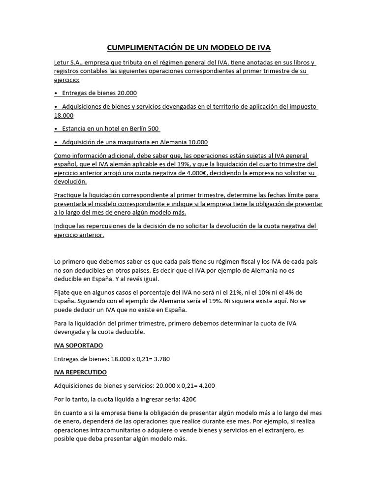 2 Cumplimentación de Un Modelo de IVA | PDF
