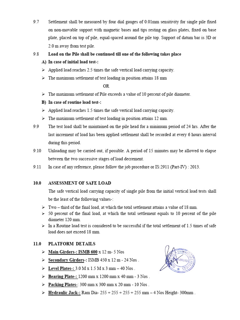 320.methodology of Pile Load Test For ROB at KM 7+993 | PDF
