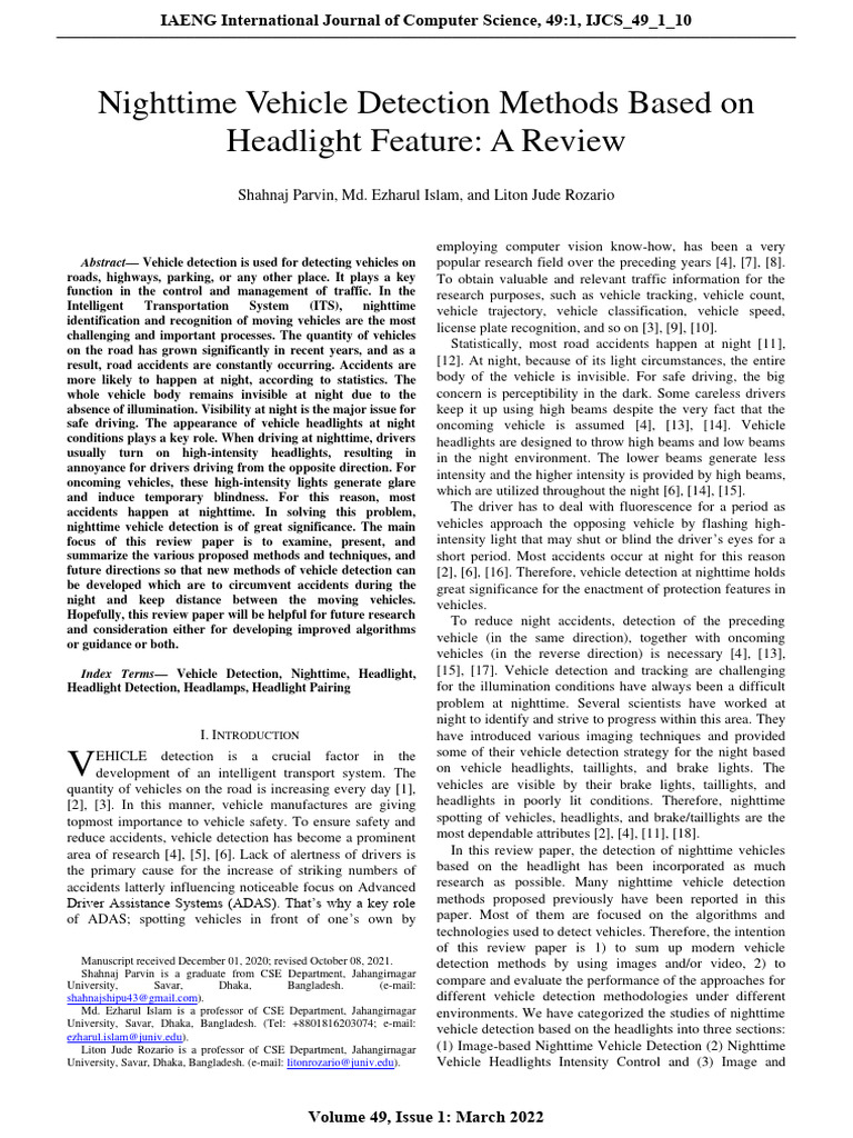Headlight Detection Pdf Image Segmentation Headlamp