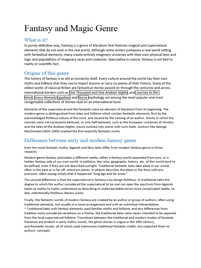 Understanding Fantasy and Magic Genre | PDF | Fantasy