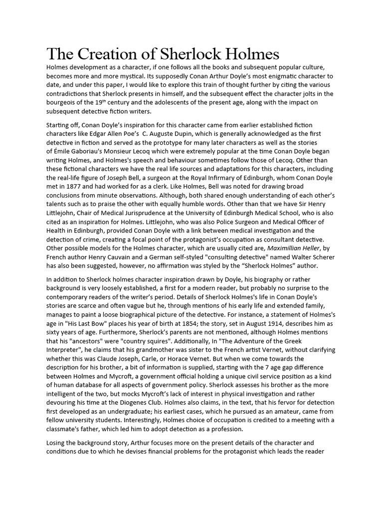 The Creation of Sherlock Holmes | PDF | Sherlock Holmes | Dr. Watson
