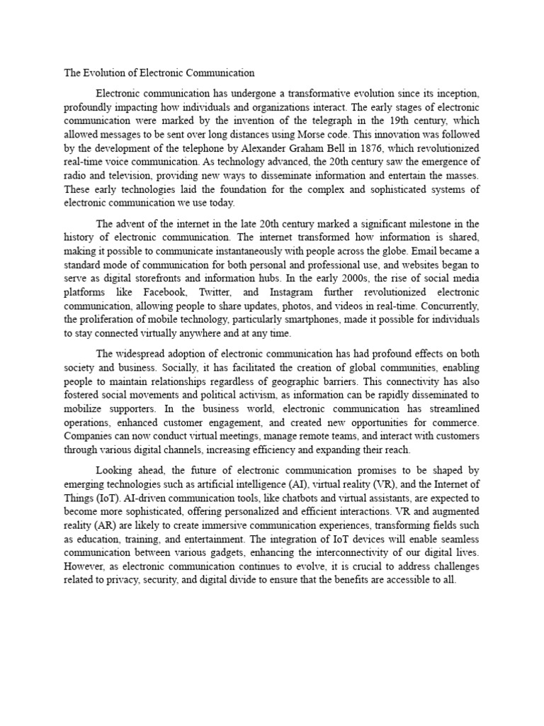 Evolution of Electronic Communication | PDF | Telecommunications ...