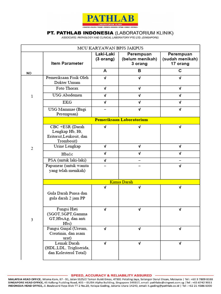 Mcu Karyawan BPJS Jakpus | PDF
