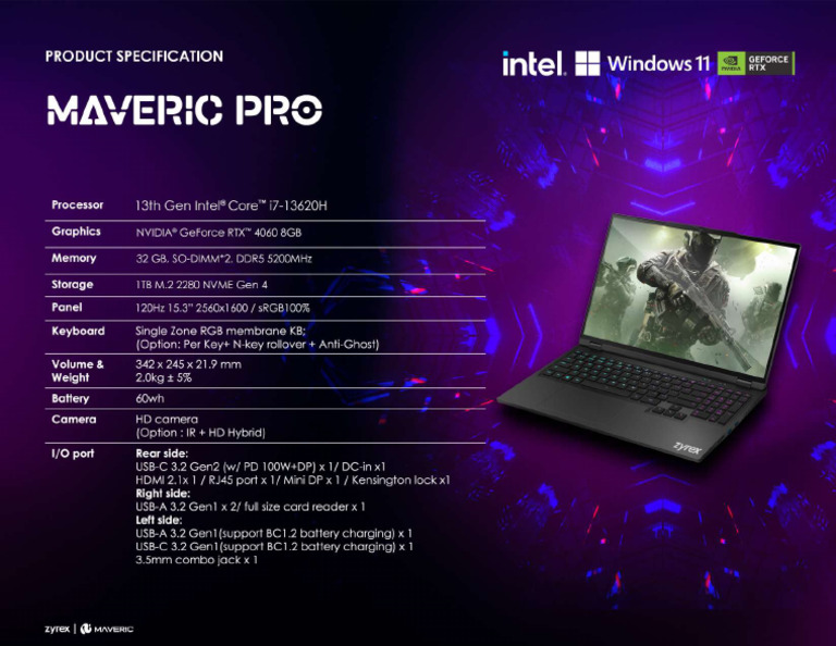 Maveric Pro Specification | PDF