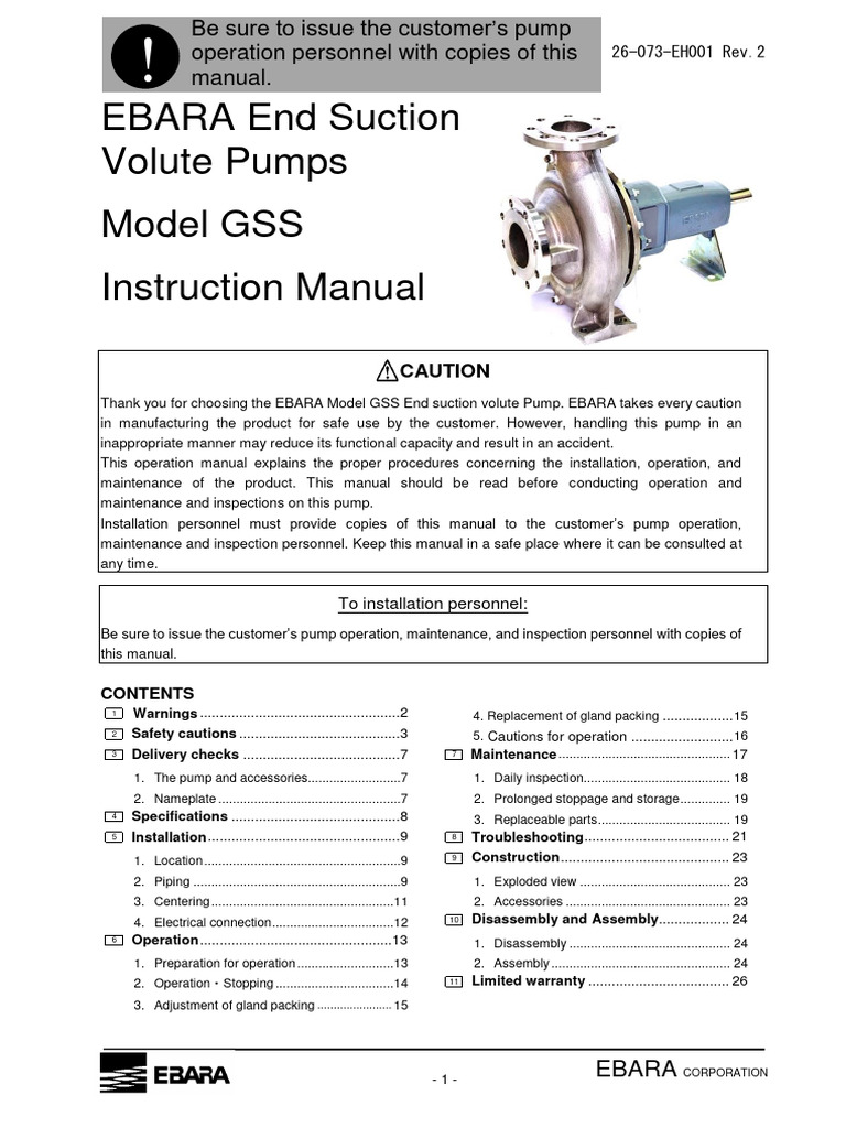 GSS Pumps Instruction - Manual | PDF | Pump | Valve