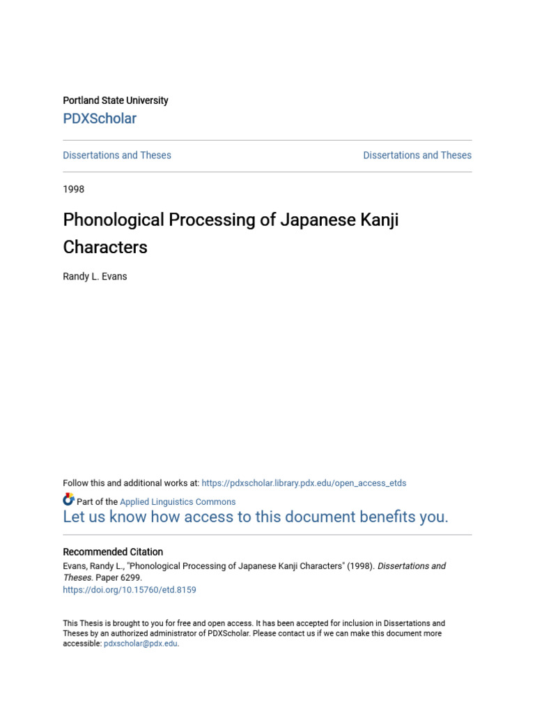 Phonological Processing of Japanese Kanji Characters | PDF | Kanji | Word