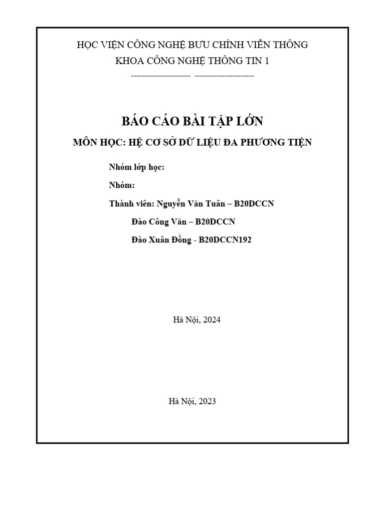 Hệ CSDL Đa Phương Tiện - BTL | PDF
