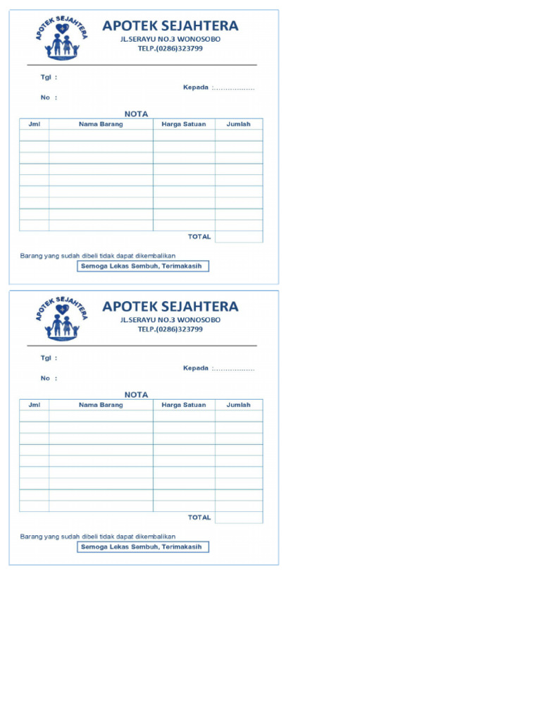Nota Apotek Sejahtera | PDF