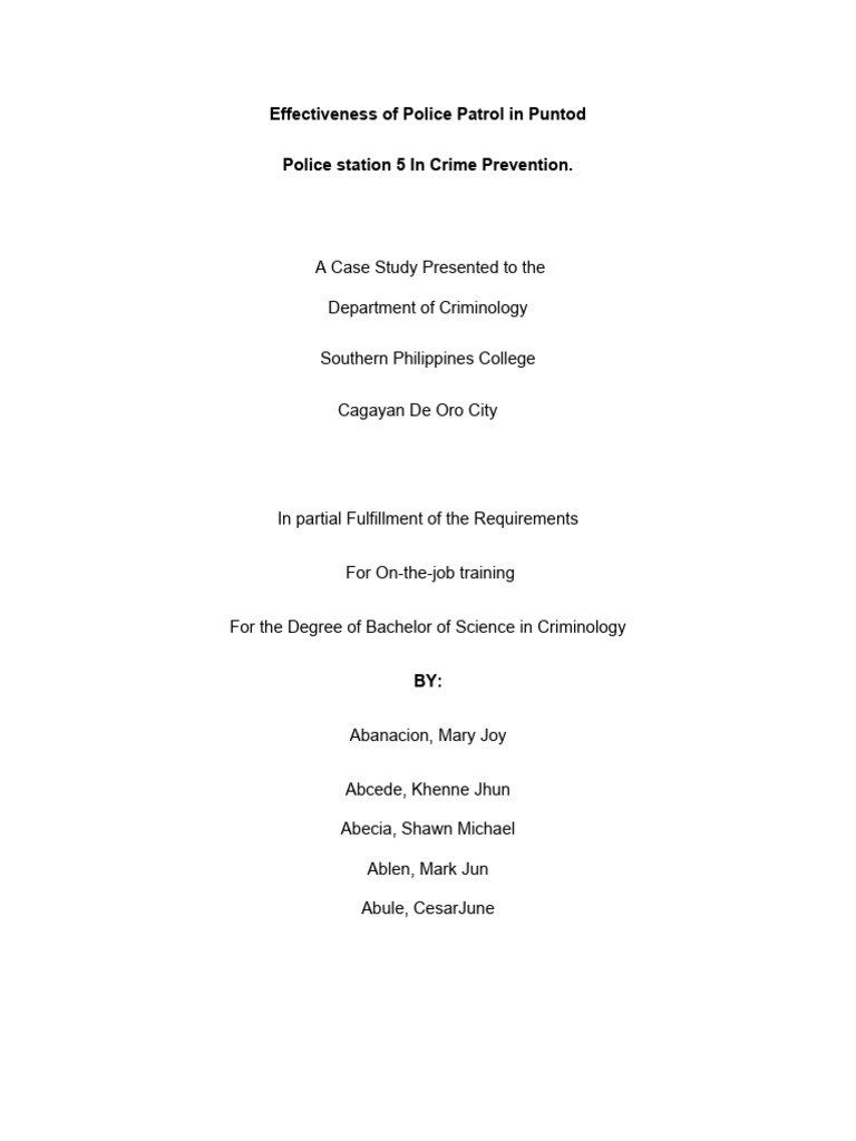 Police Patrol Effectiveness in Puntod | PDF | Police | Crimes
