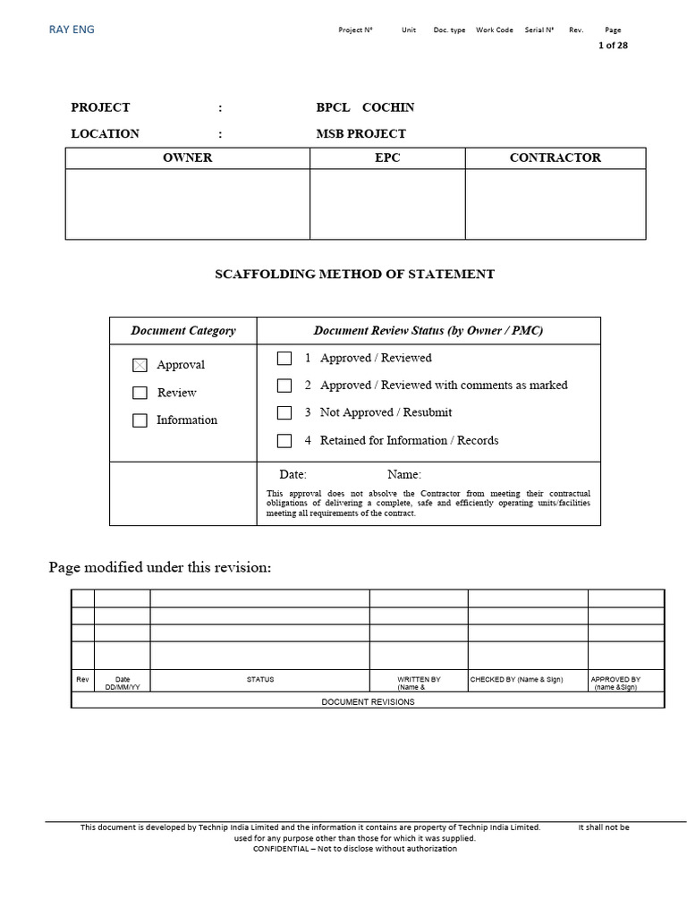 Scaffolding Method of Statement | PDF | Scaffolding