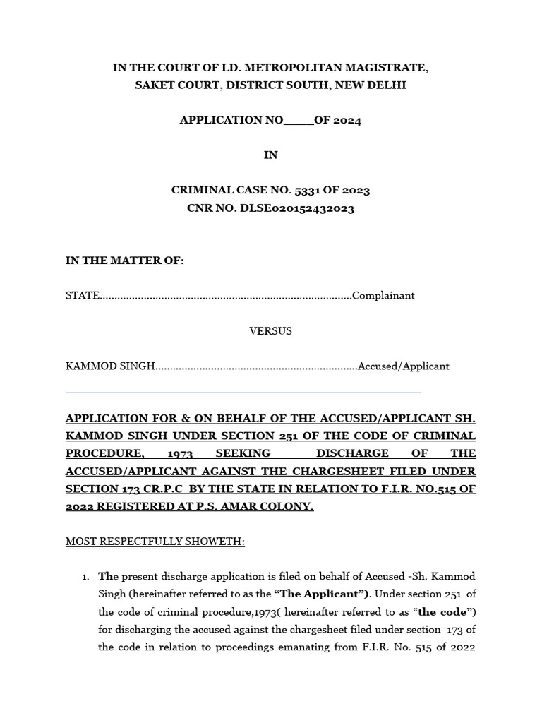 Discharge Application | PDF | Criminal Procedure In South Africa ...