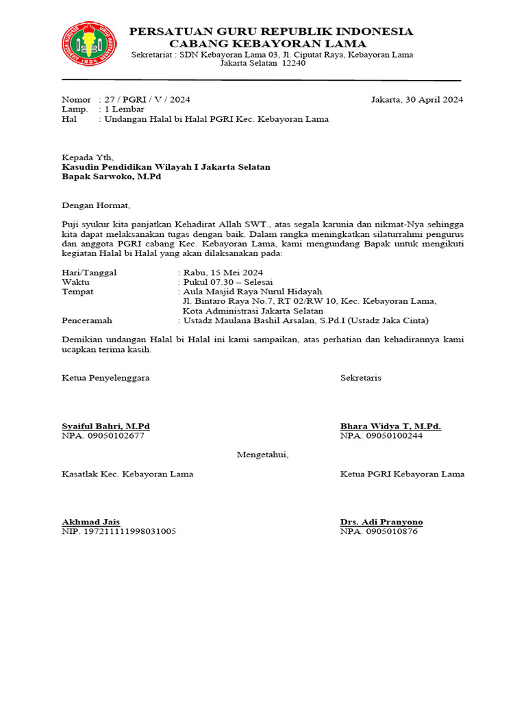 Undangan Halbil Kasudin JS 1 | PDF | Gaya Hidup