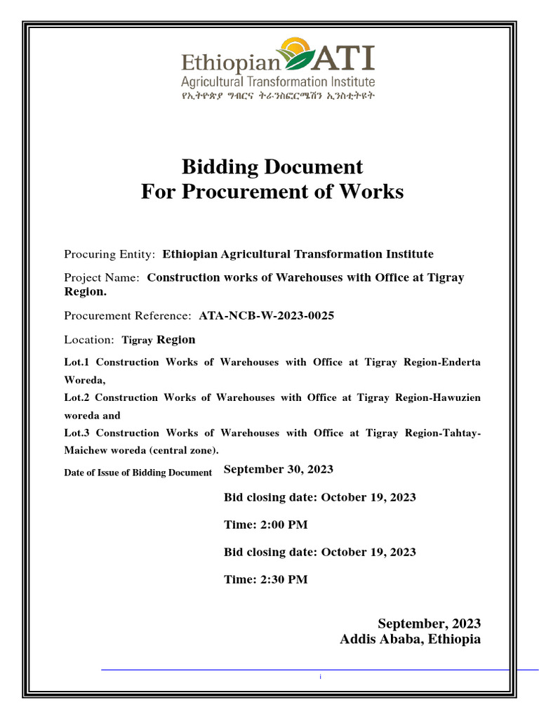 Bidding Document For Construction of Warehouses | PDF | Prices | Bankruptcy