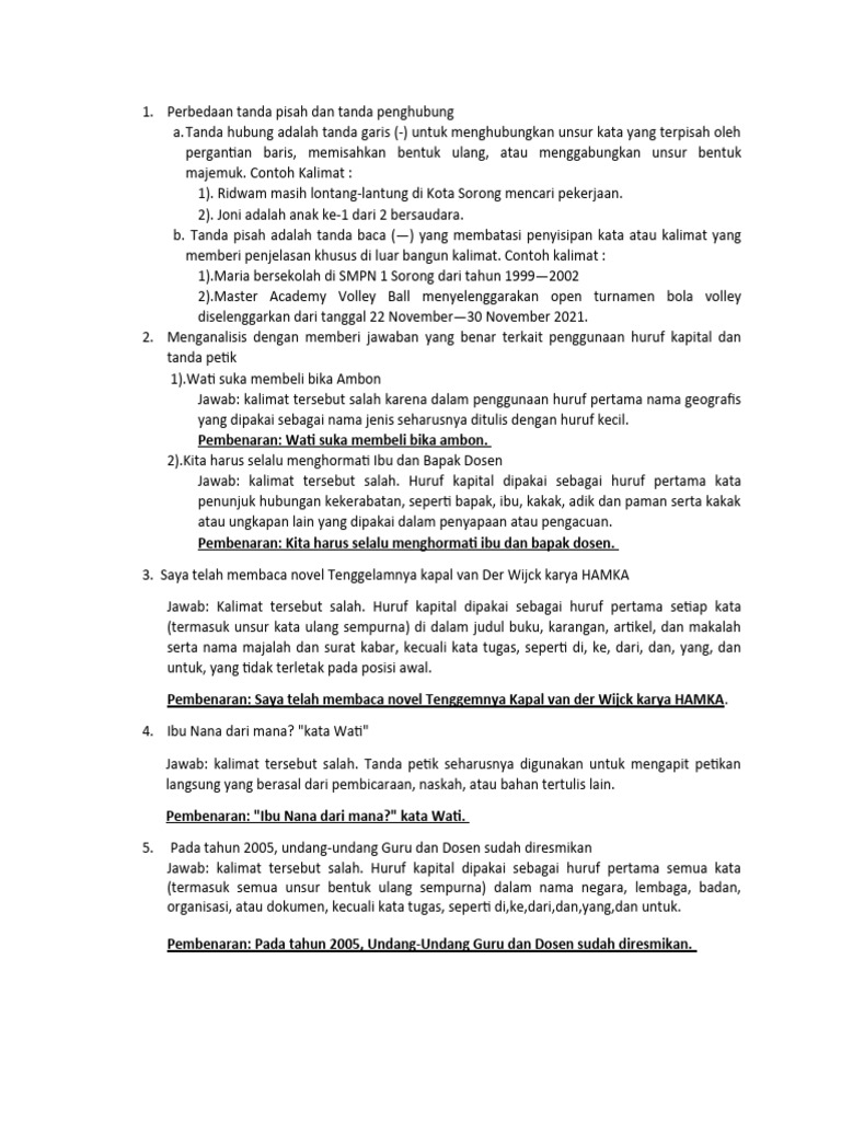 Perbedaan Tanda Pisah Dan Tanda Penghubung | PDF | Seni & Disiplin Bahasa | Kajian Bahasa Asing