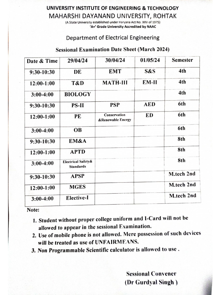 Sessional Date | PDF