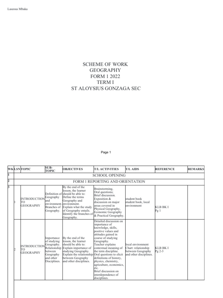 Geography Form 1 Term-I | PDF | Solar Eclipse | Weather