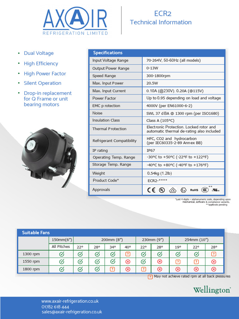 Wellington ECR2 Technical Info - AXAIR | PDF | Screw | Manufactured Goods