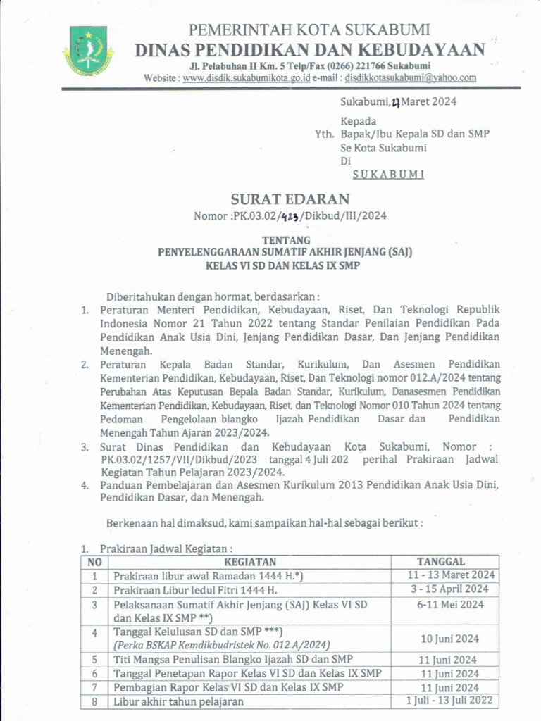 Surat Edaran SAJ | PDF