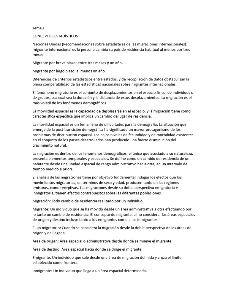 tema 3 MIO | PDF | Migración humana | Demografía