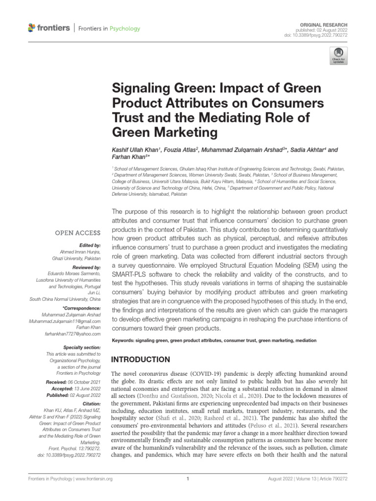 Green Product Attributes and Consumer Trust | PDF | Marketing ...