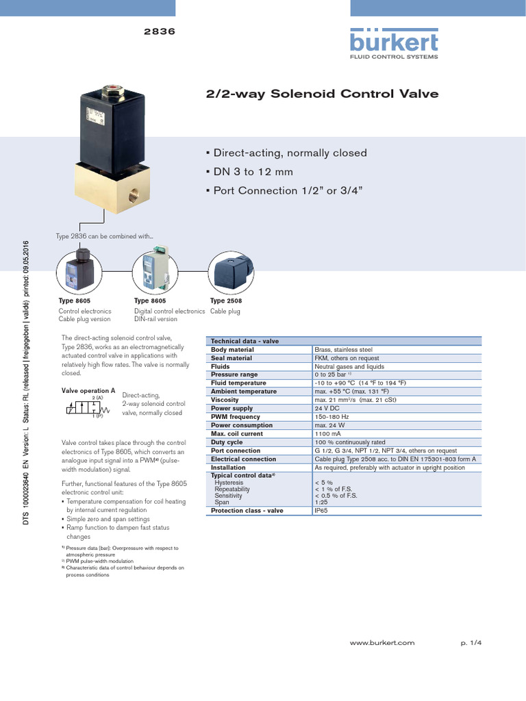BÜRKERT.2836 ProportionalValve DirectAction - Datasheet | PDF | Valve ...