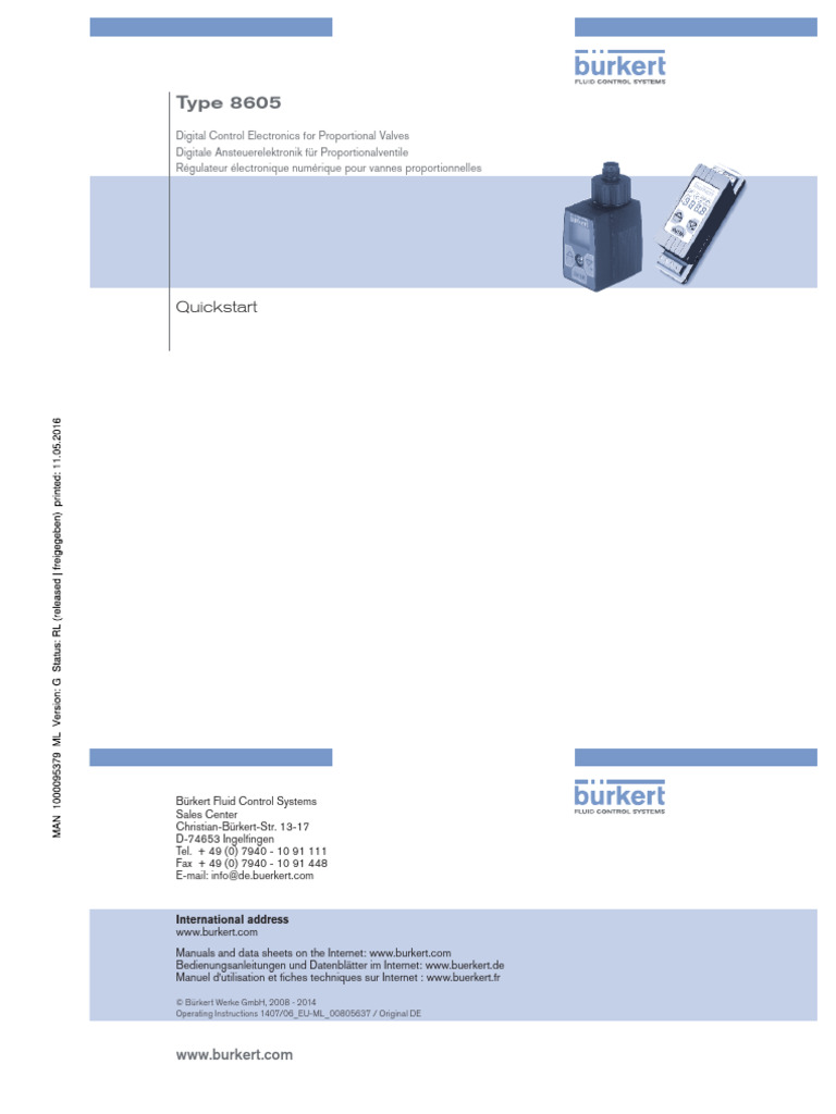 BÜRKERT.8605 Electronic DigitalControl For PropValves Quickstart | PDF ...