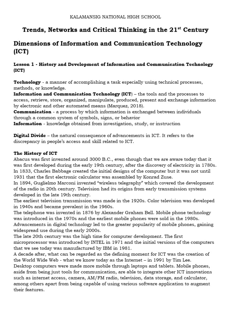 3 TNCT 4Q Information Communication Technology | PDF | Information ...