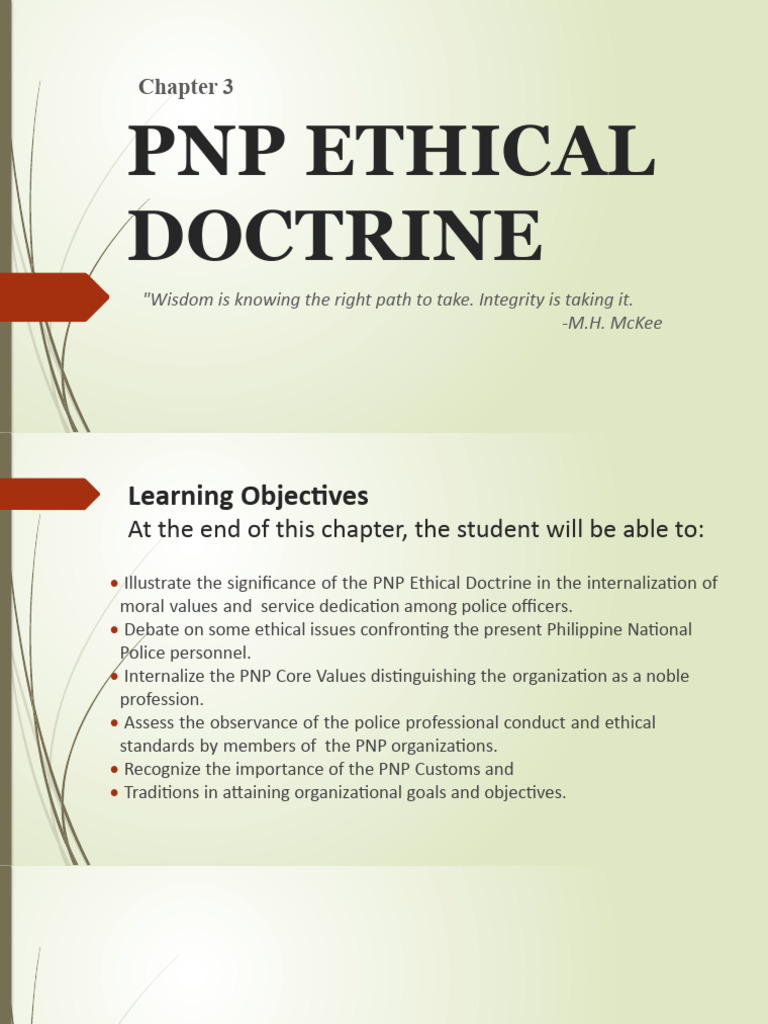 Chapter 3 - PNP Ethical Doctrine - 2024 1 | PDF | Police | Integrity