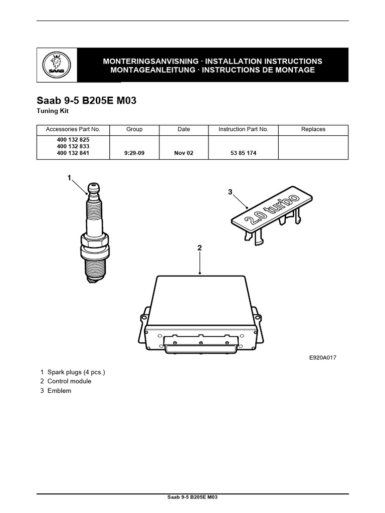 Saab 9-5 B205E M03 | PDF | Vehicle Technology | Automotive Technologies