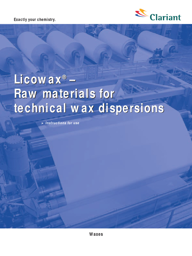 Licowax - Raw Materials For Technical Wax Dispersions | PDF | Steam | Wax