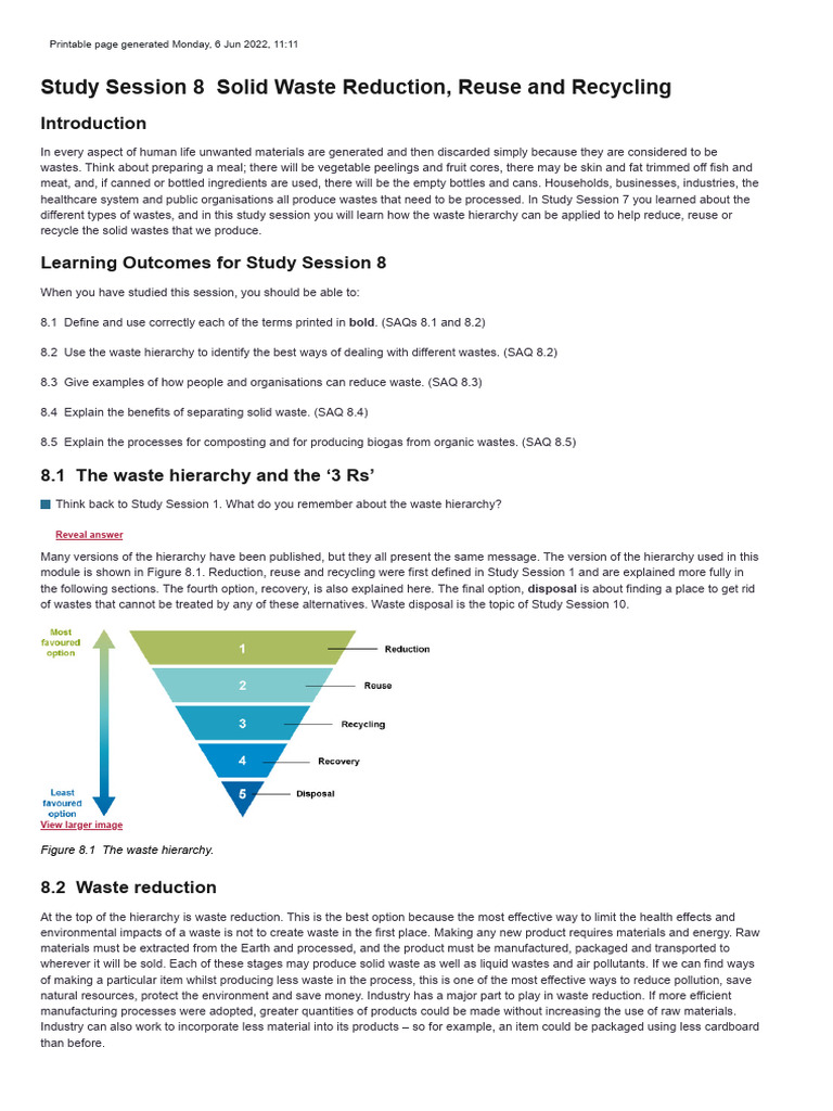 Solid Waste Reduction, Reuse and Recycling | Download Free PDF ...
