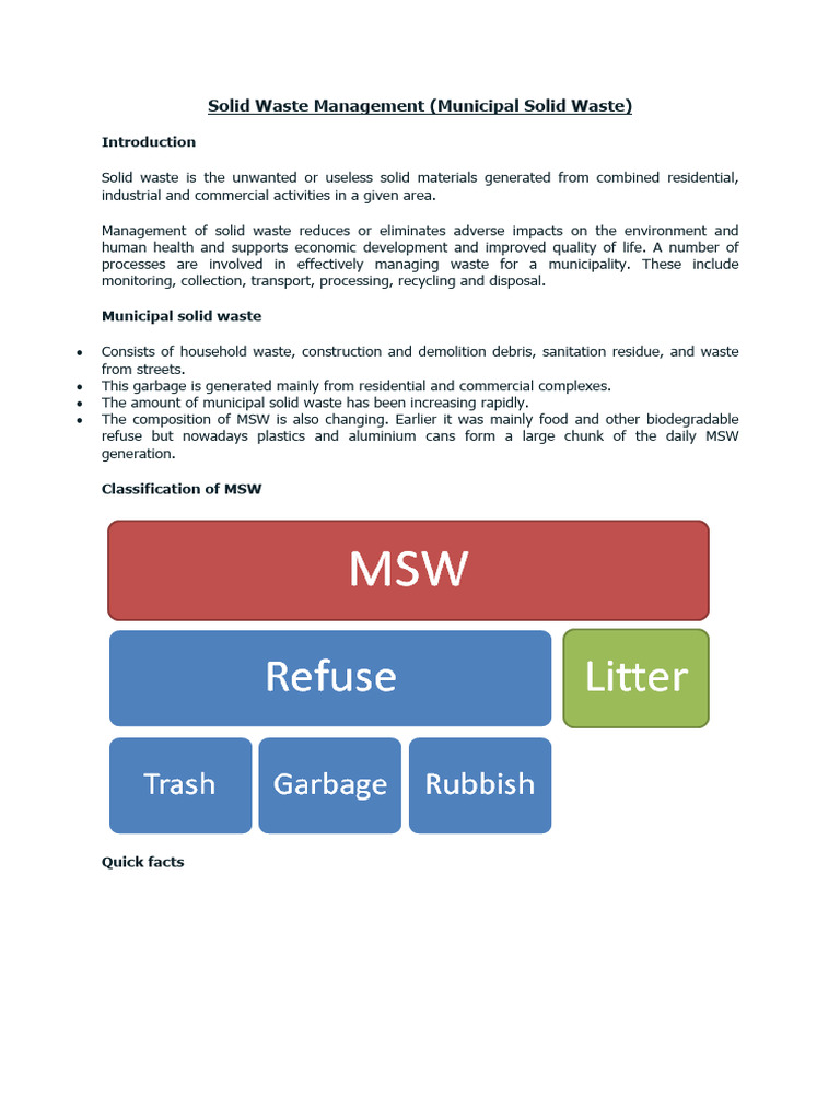 Solid Waste Management | PDF | Municipal Solid Waste | Landfill