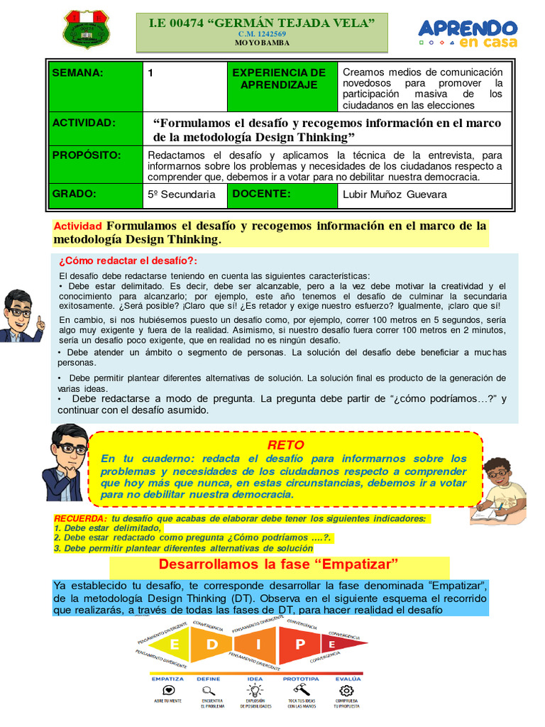 E.A. Ept 5°. Semana 1 | PDF | Crecimiento personal y profesional