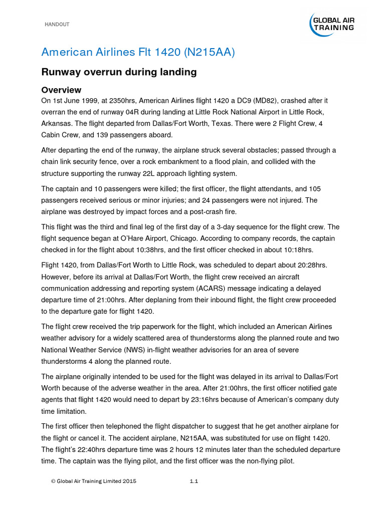 AA1420 Little Rock Handout | PDF | Aeronautics | Aviation