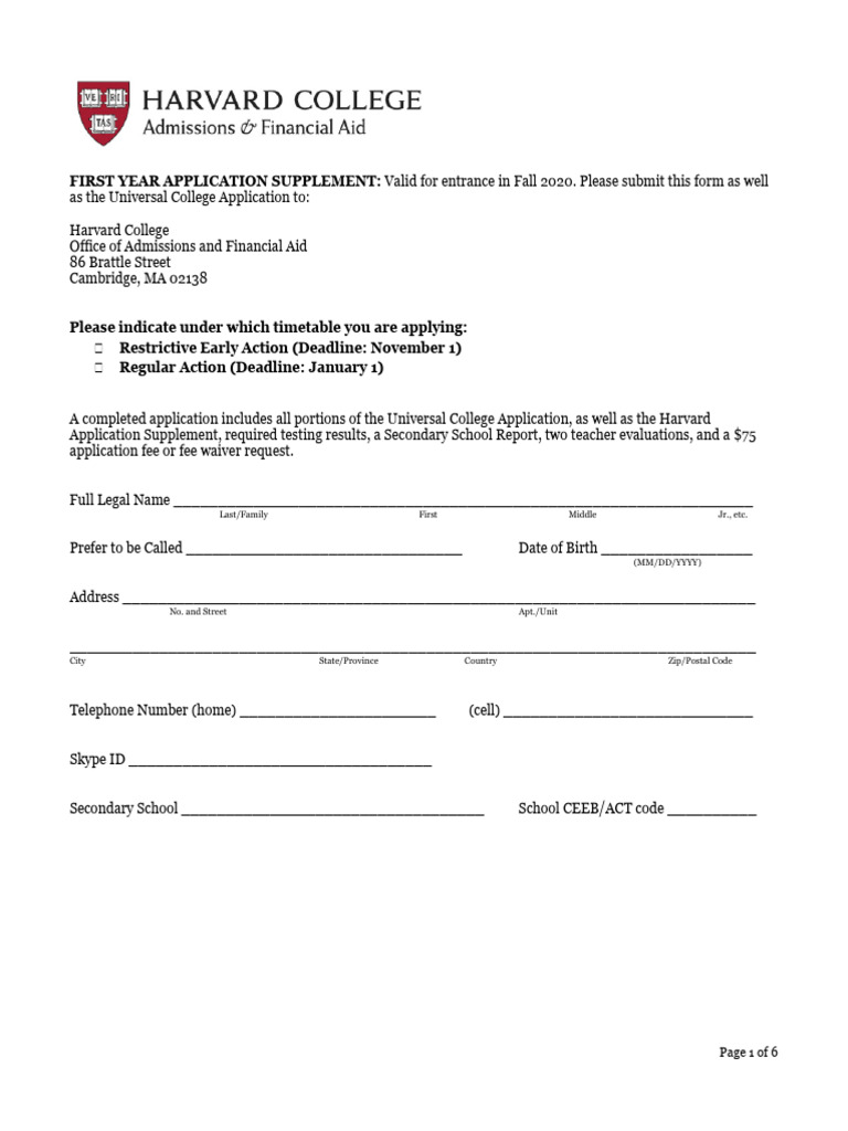 Harvard Fy Supplement 2019-2020 Website | PDF | University And College ...