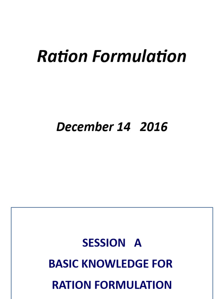 Ration Formulation for Livestock Nutrition | PDF | Nutrition | Diet ...