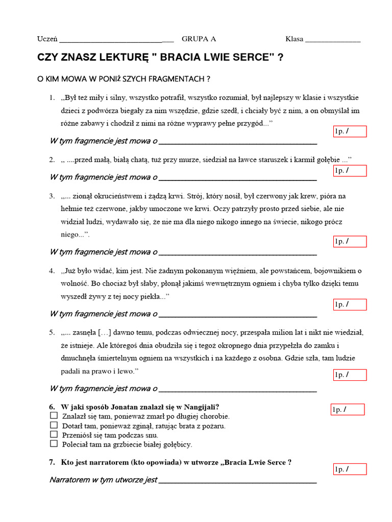 Bracia Lwie Serce A | PDF