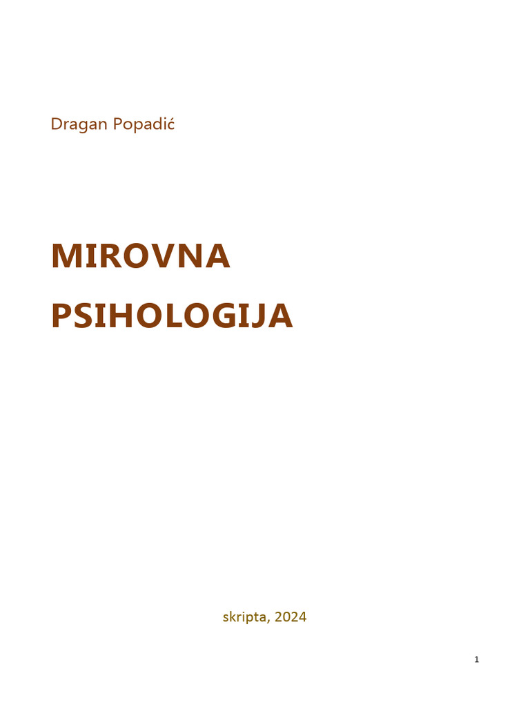Dragan Popadic Mirovna Psihologija 2024 | PDF
