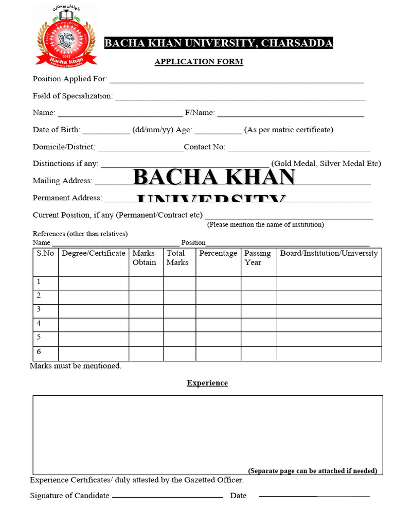 Job Application Form For BPS-1-16 | PDF | Career & Growth