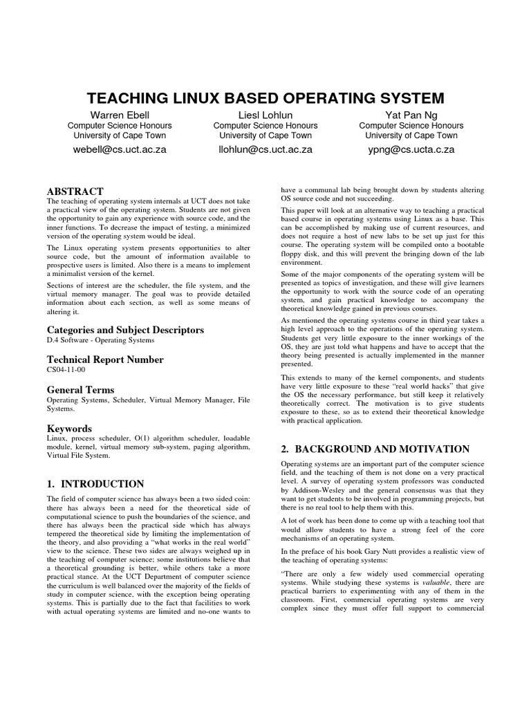 Teaching Linux Based Operating System | PDF | Operating System ... Teaching Linux Based Operating System | PDF | Operating System ...