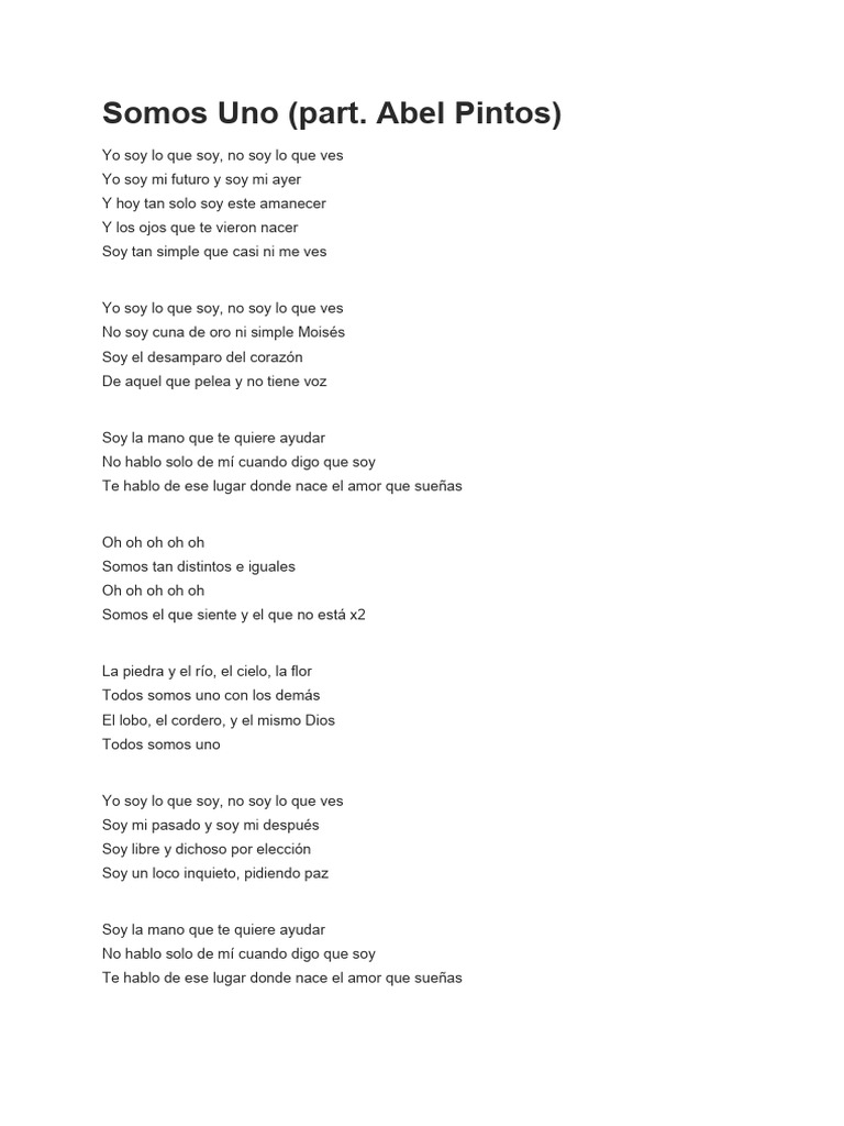 Canción Somos Uno. | PDF