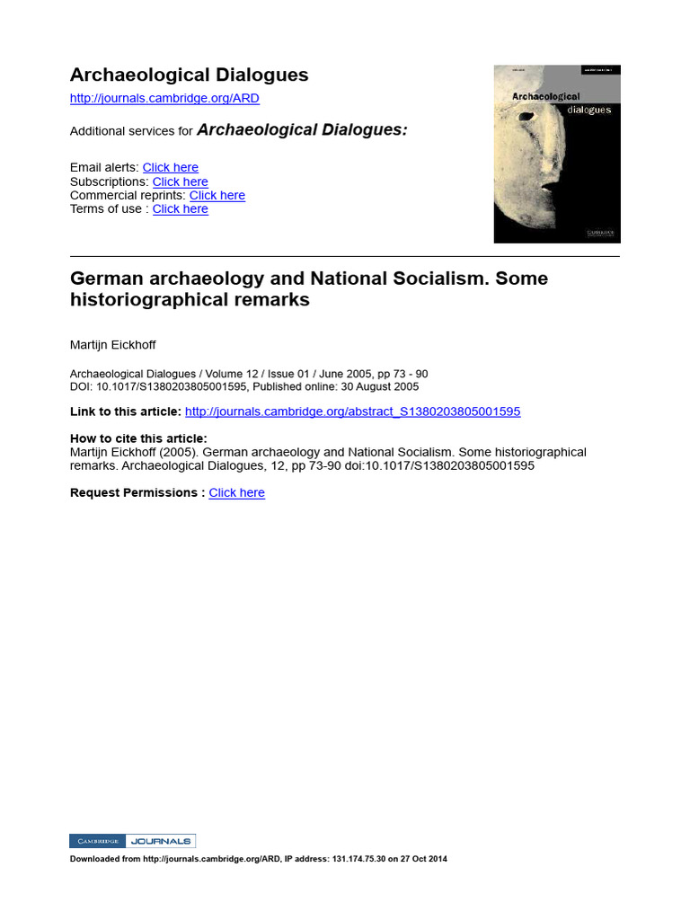 German Archaeology and National Socialist | PDF | Archaeology
