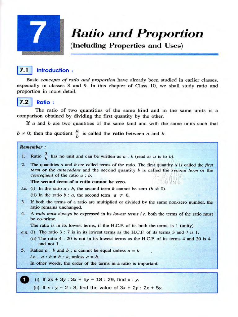 Chapter 7 Ration and Proportion Including Properties and Uses | PDF